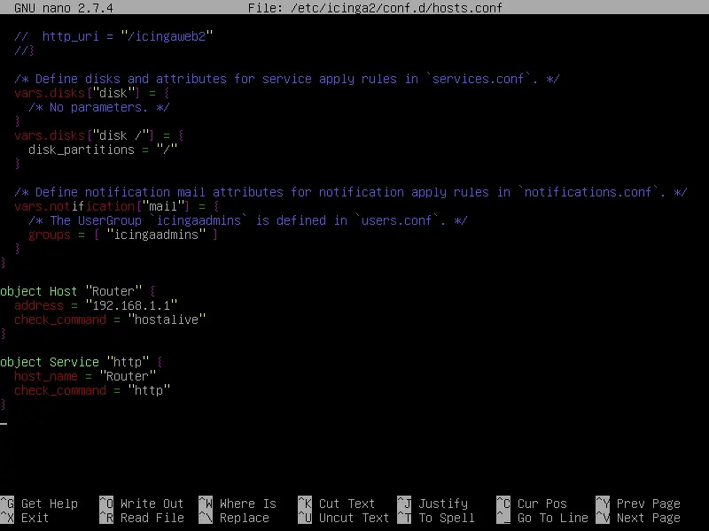 Add a new Host and Services to be Monitored by Icinga 2
