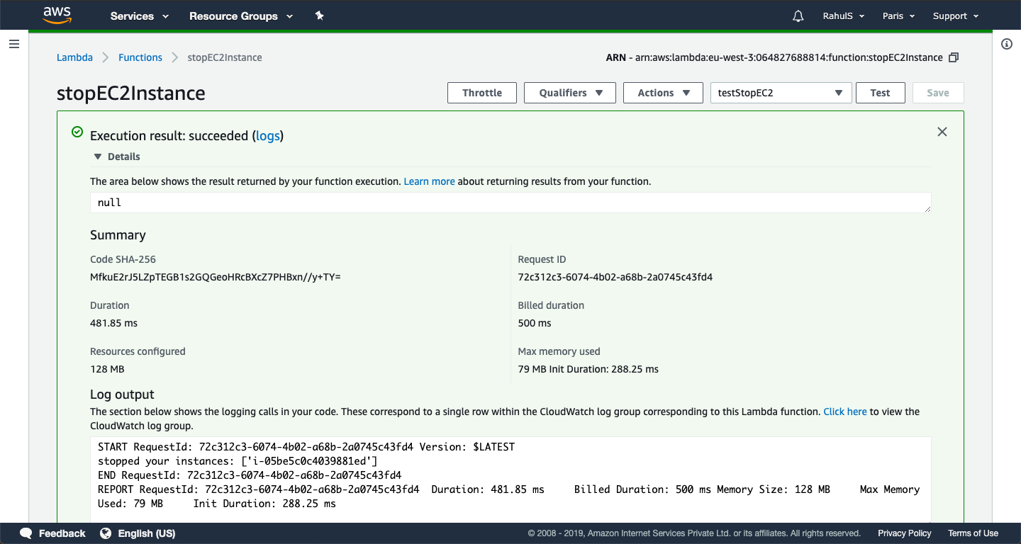 AWS Lambda Function to Start and Stop an EC2 Instance AWS Lambda Function to Start and Stop an EC2 Instance