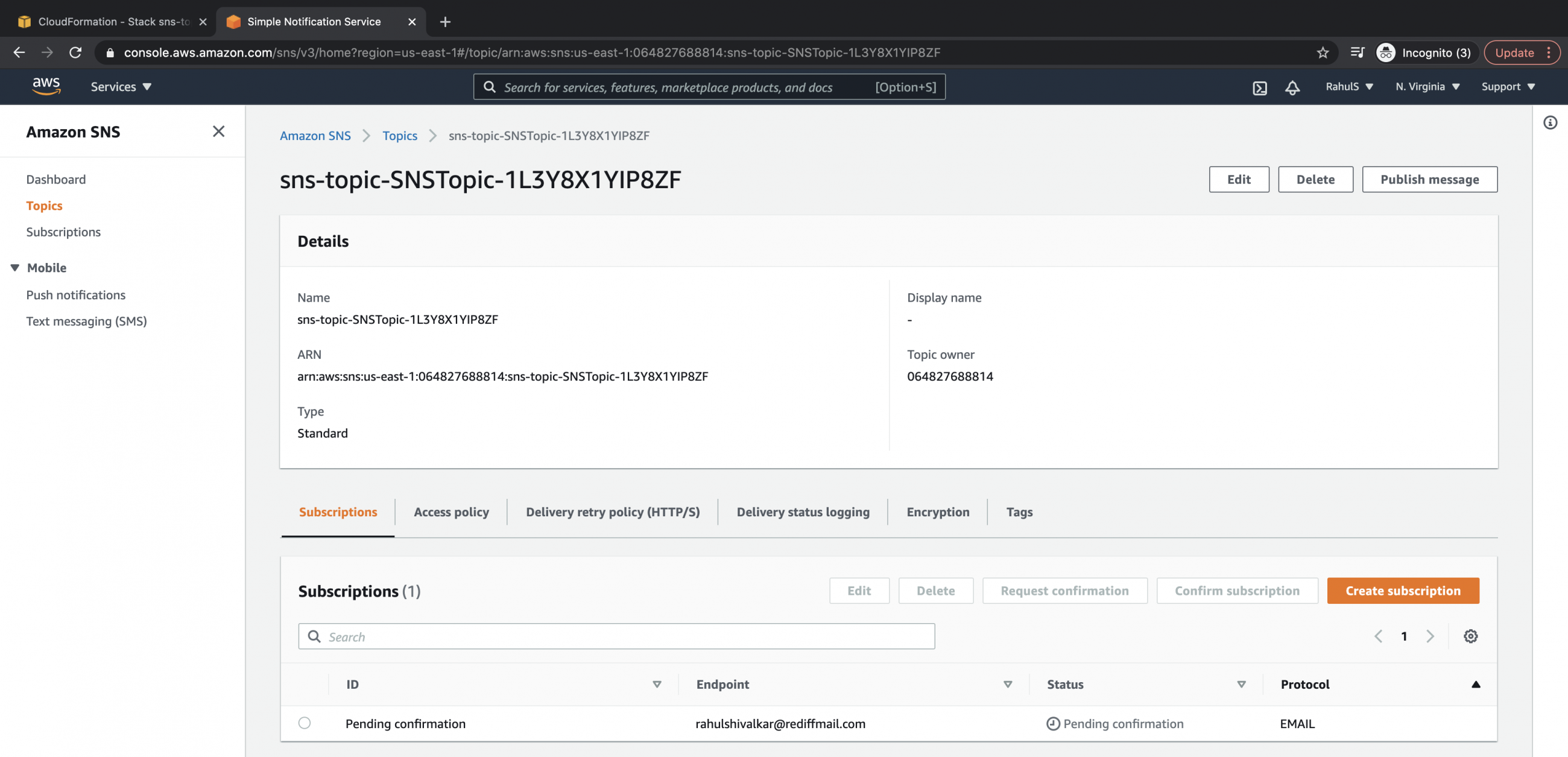 How To Use Cloudformation To Create An Sns Topic On Aws