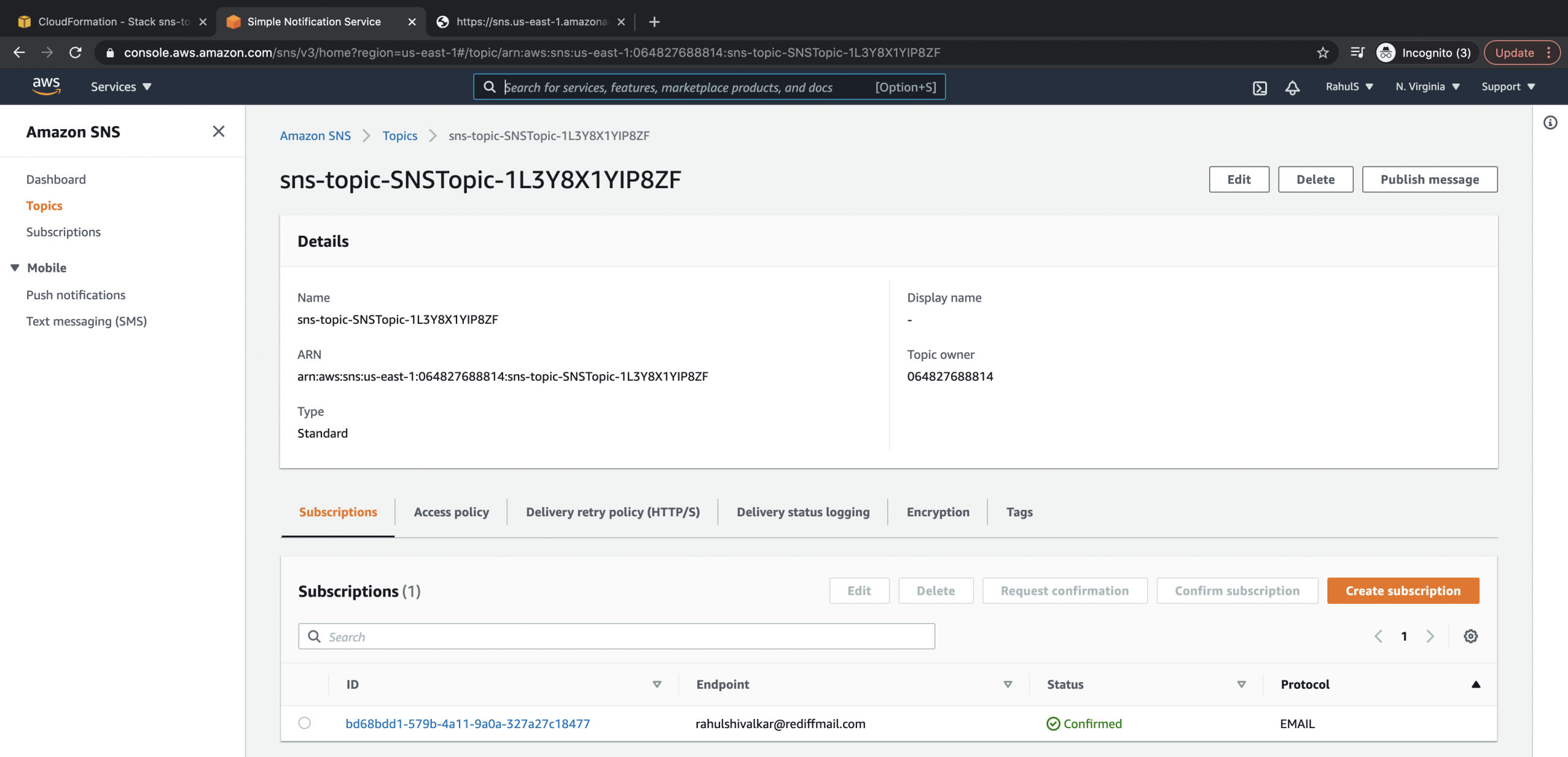 How To Use Cloudformation To Create An Sns Topic On Aws 7548