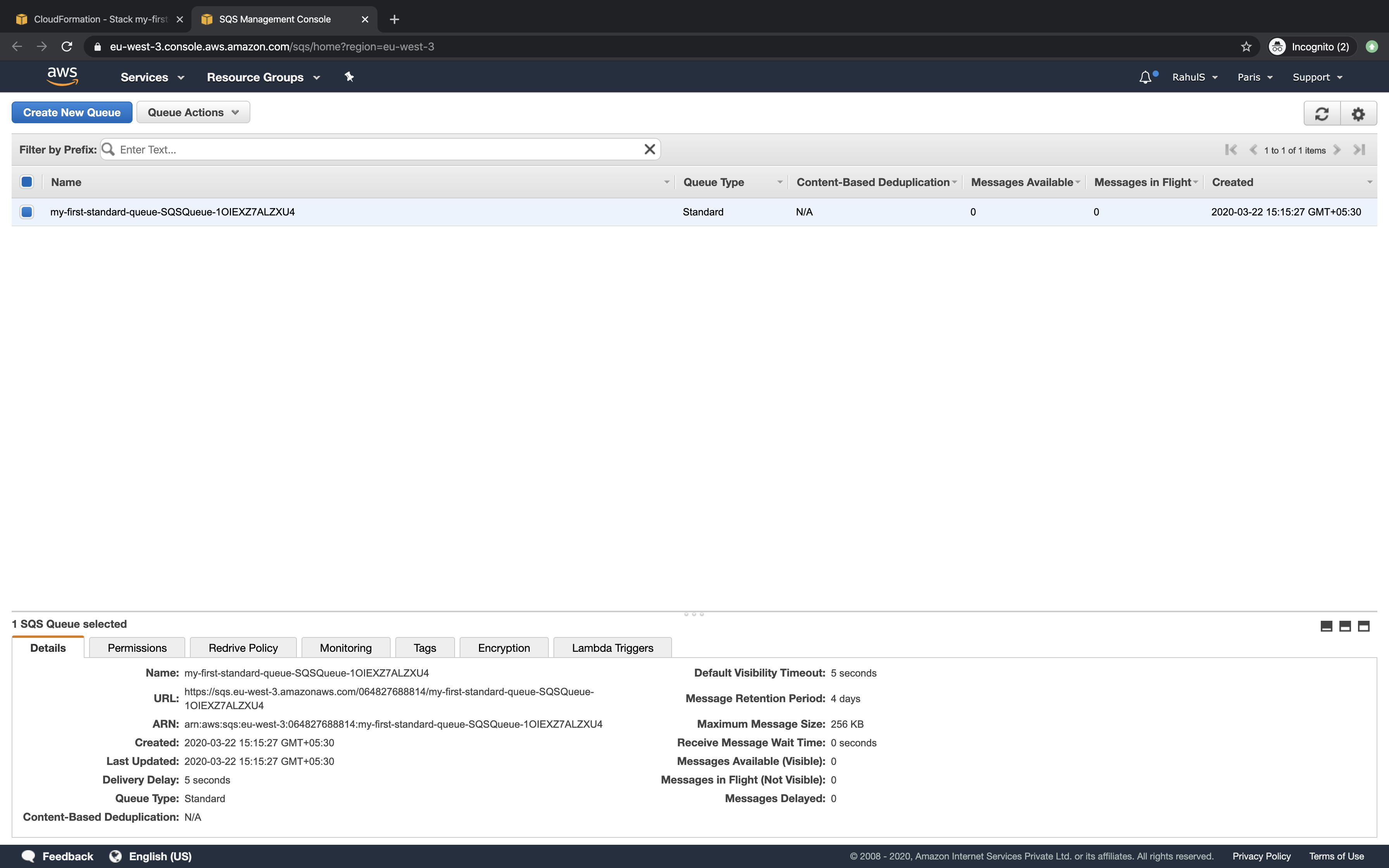 How to use Cloudformation to create SQS Queues on AWS