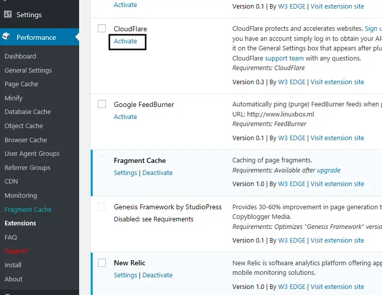 Configure WordPress with W3 Total Cache and CloudFlare CDN in LAMP