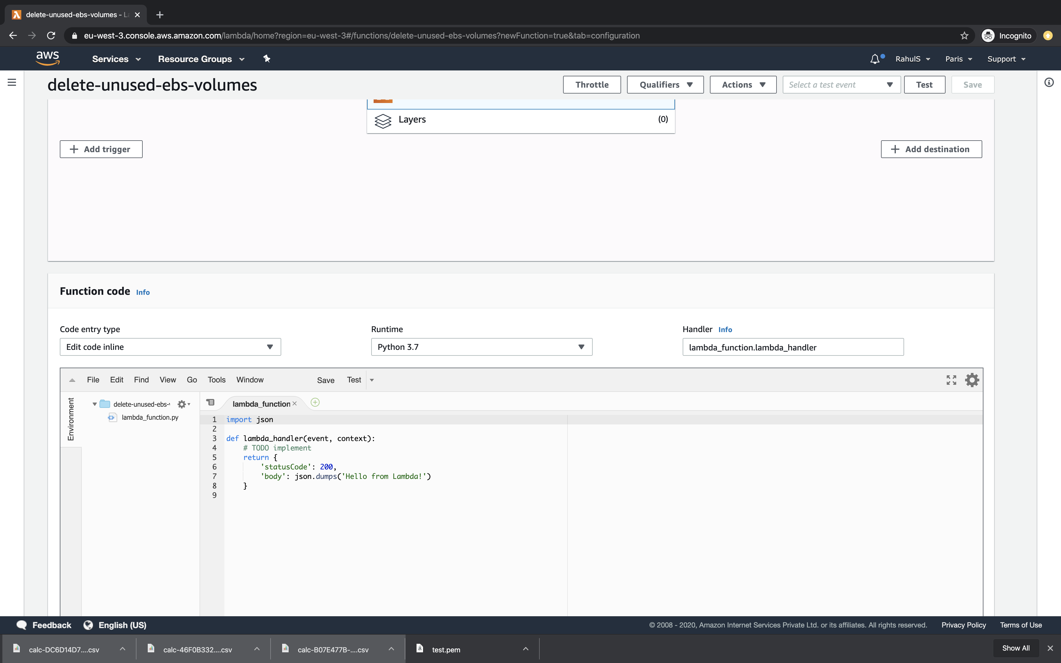 Delete unused EBS (Elastic Block Storage) Volumes on AWS using a Lambda ...