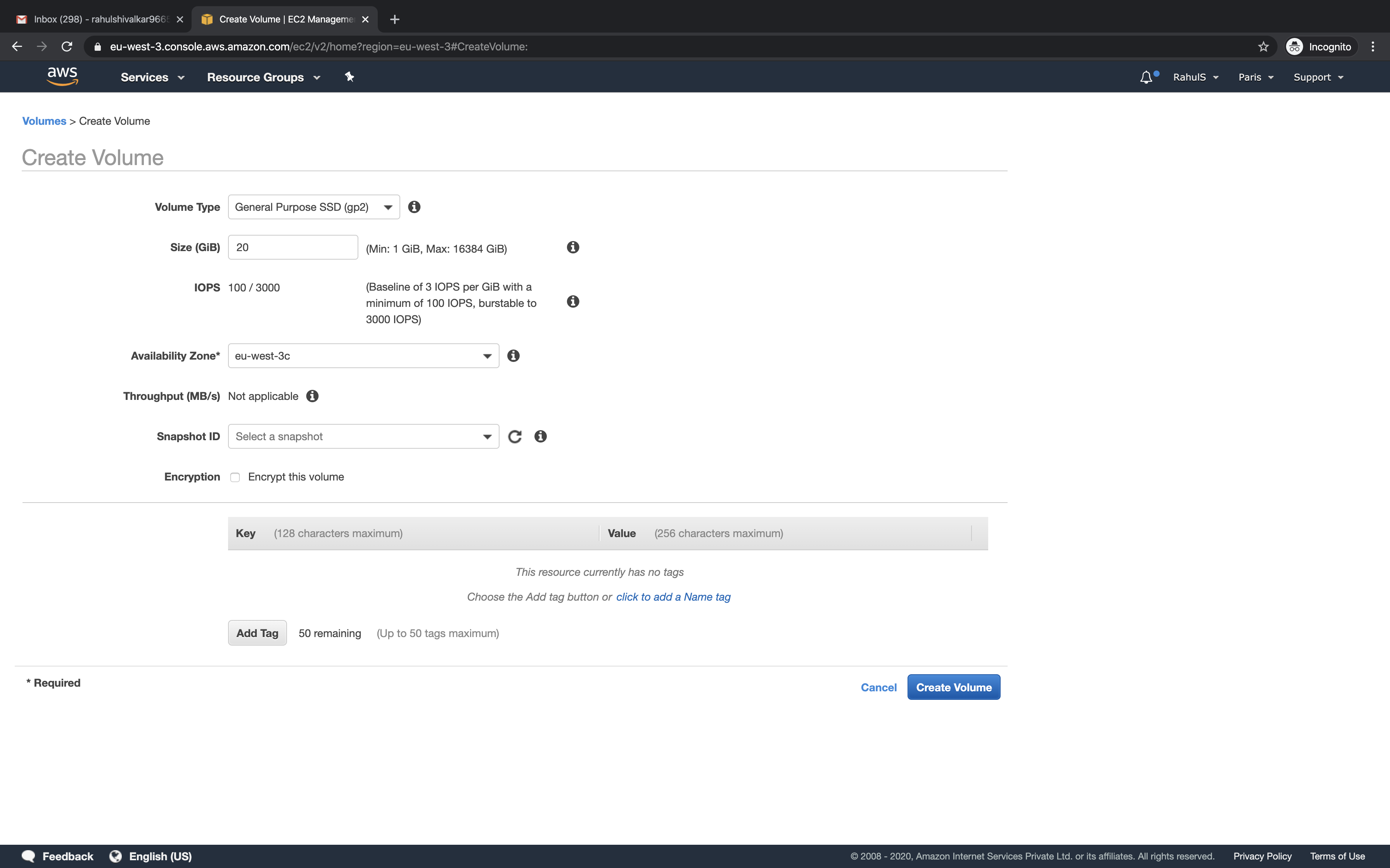 How to create and attach an EBS (Elastic Block Storage) Volume to an EC2 Instance on AWS