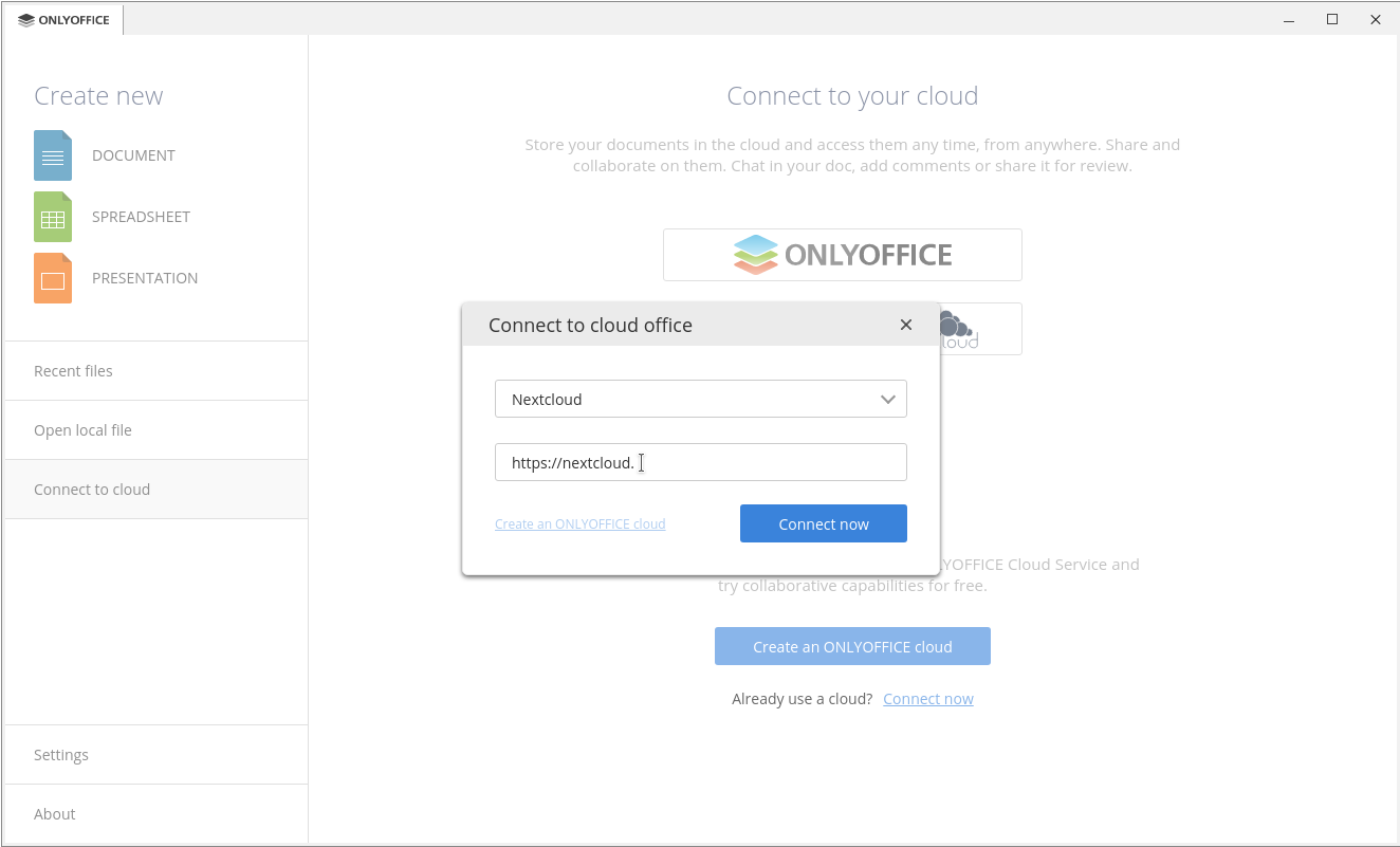 How to connect ONLYOFFICE Desktop Editors to Nextcloud