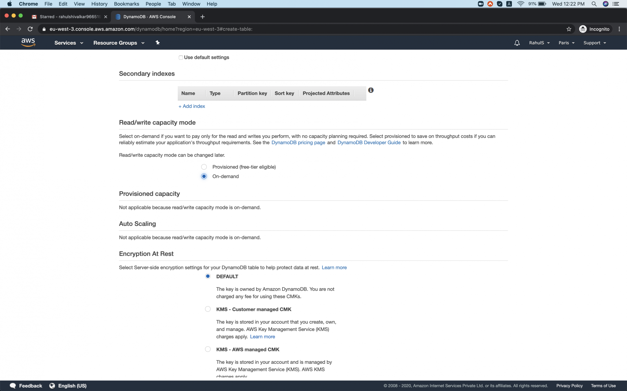 How to create a DynamoDB Table in AWS