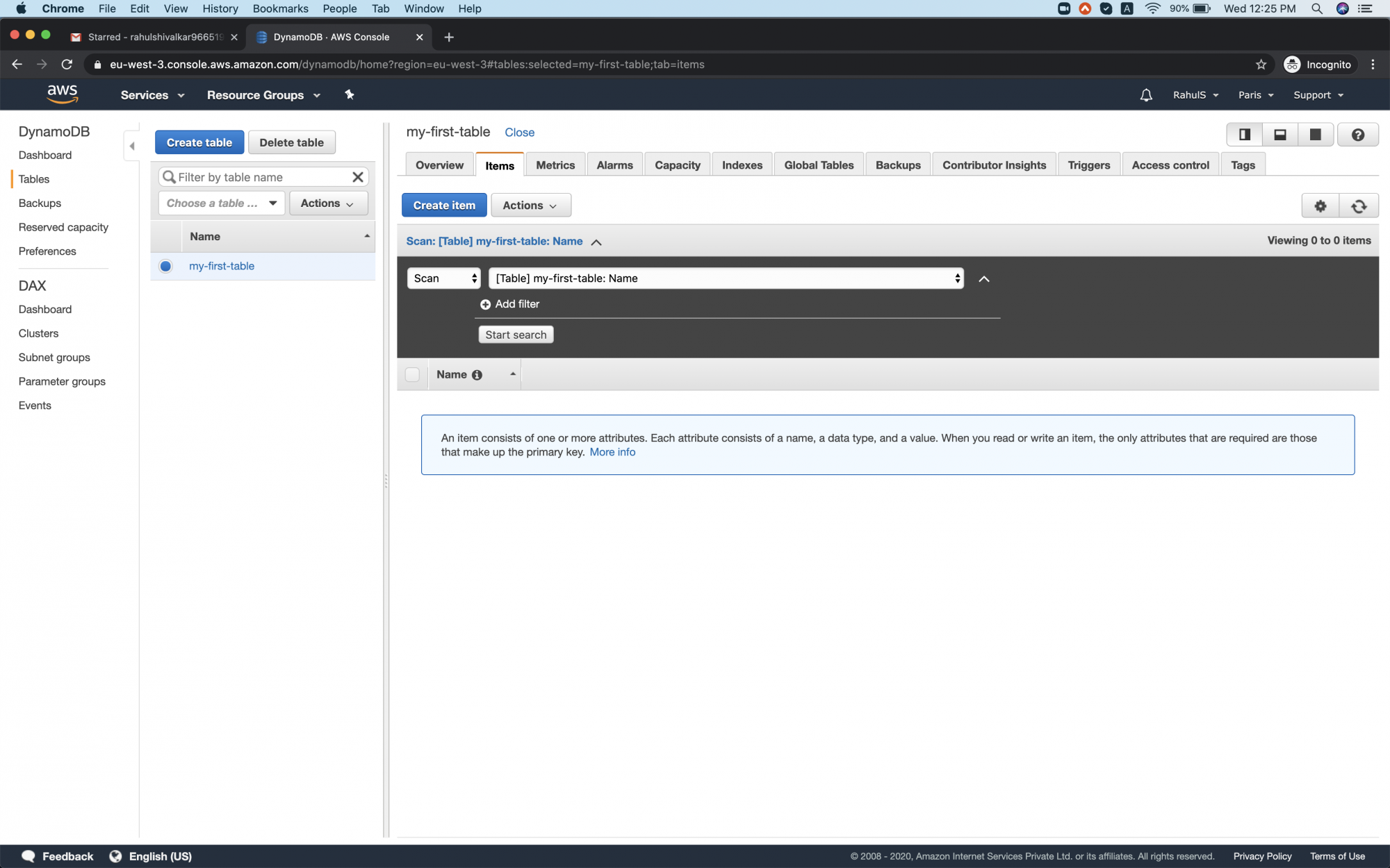 How to create a DynamoDB Table in AWS