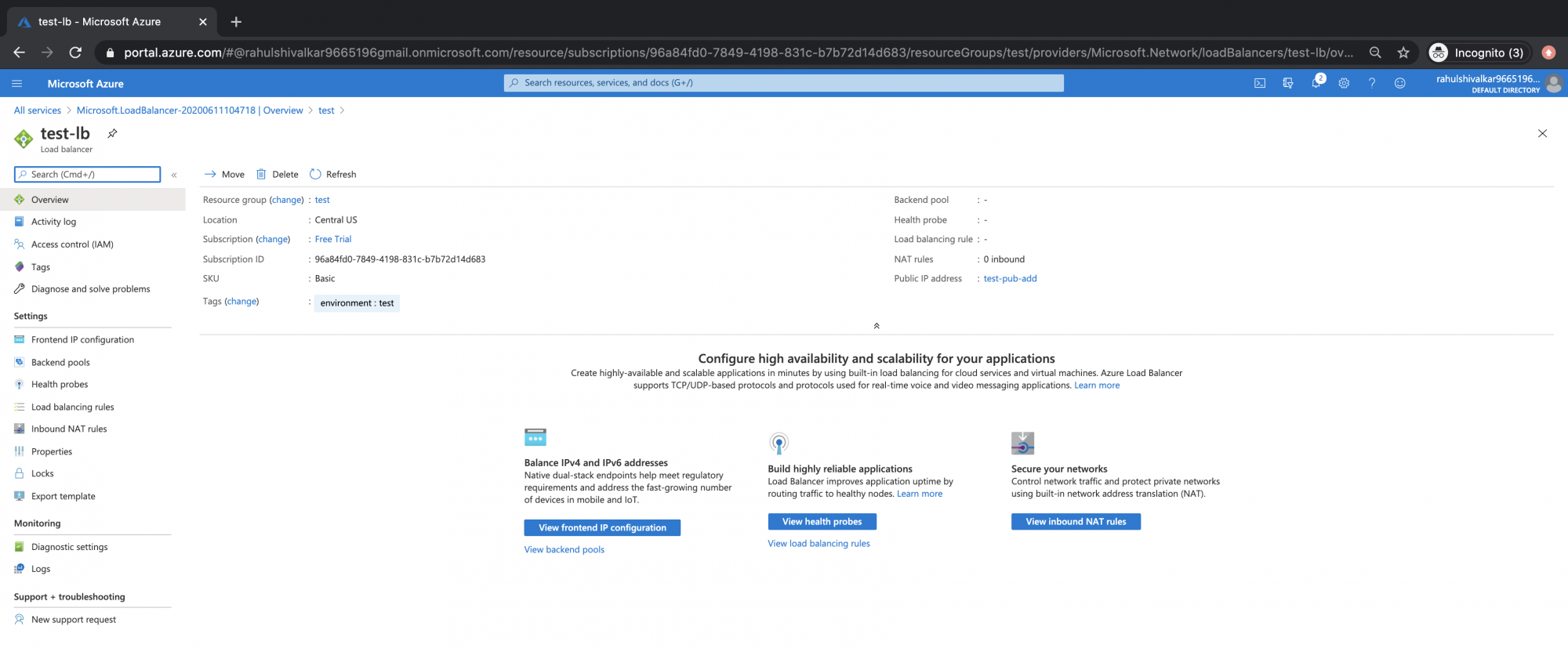 How to create a Load Balancer in Azure Cloud