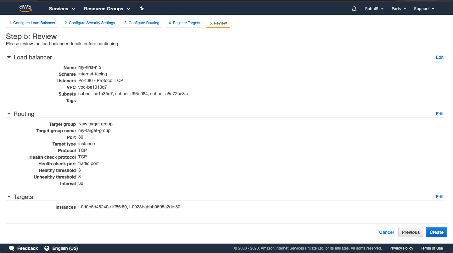 How to create a Network Load Balancer on AWS