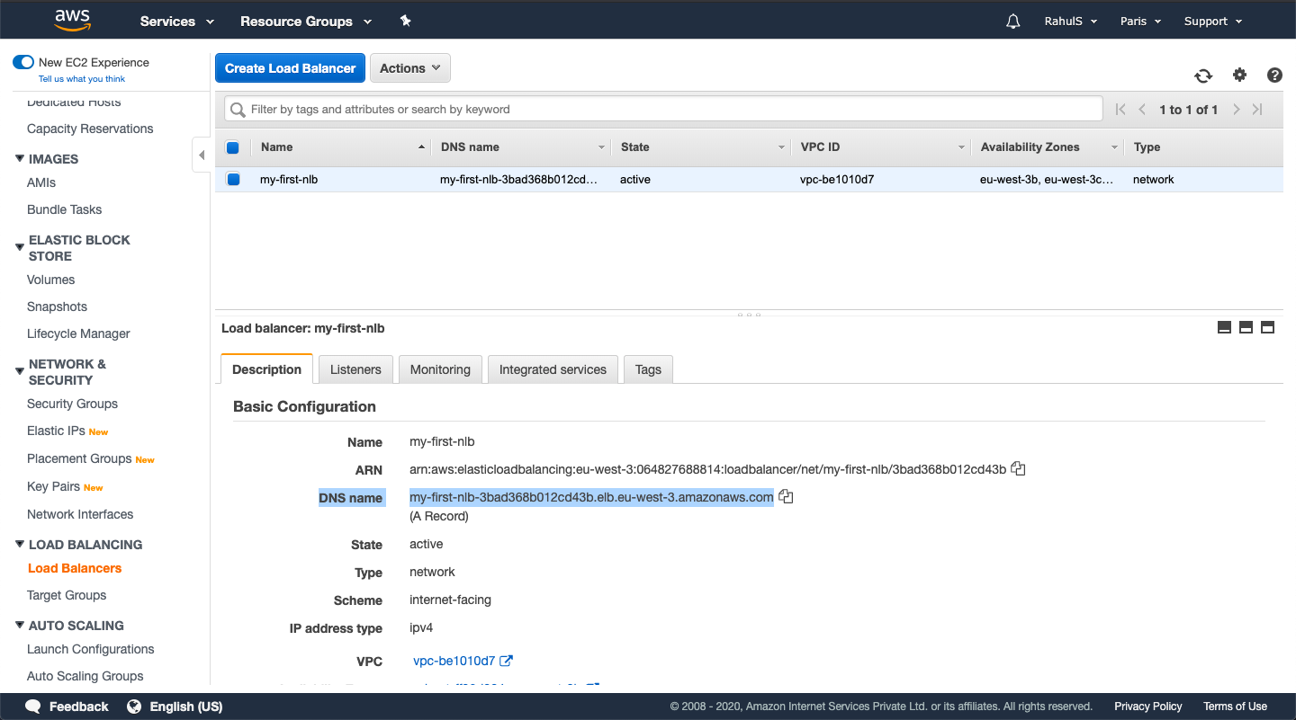 How to create a Network Load Balancer on AWS