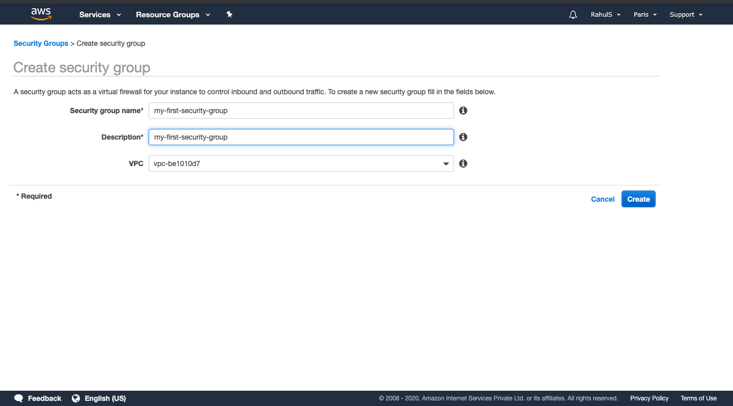 How to create a Security Group (SG) and Network Access Control List (NACL) in AWS