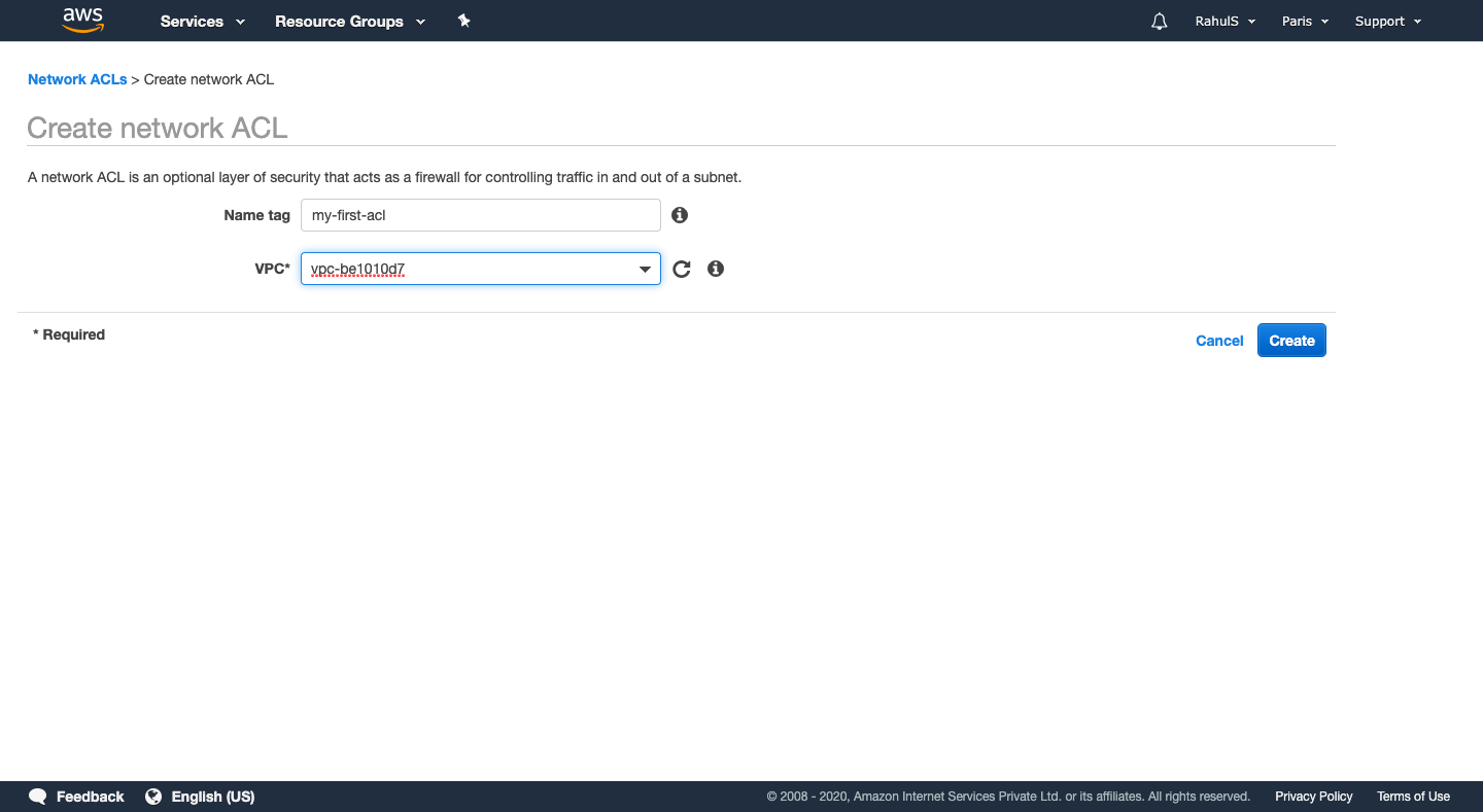 How to create a Security Group (SG) and Network Access Control List (NACL) in AWS
