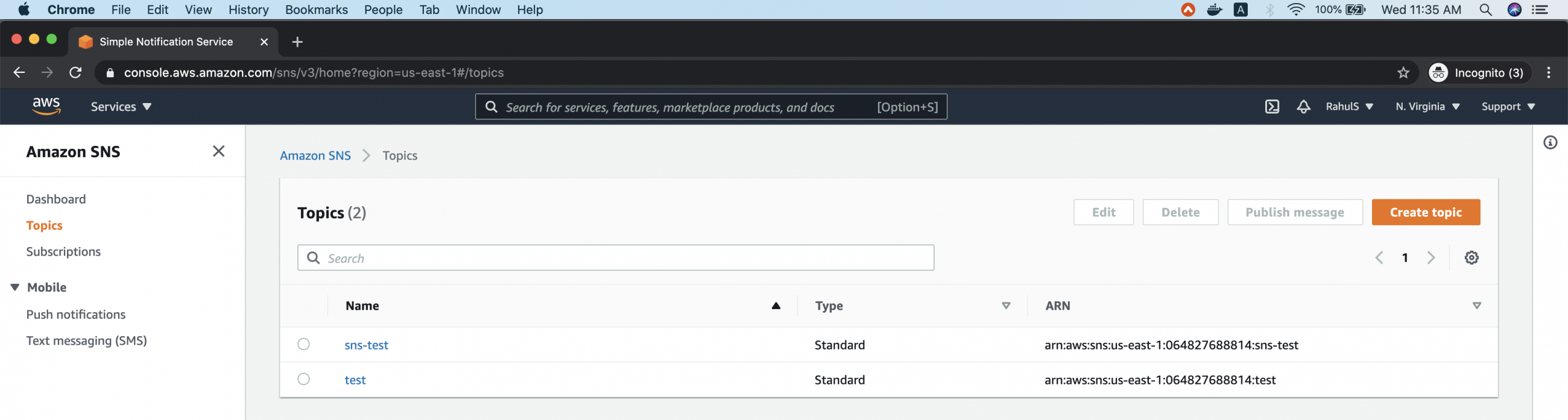 How to create a subscription between an SQS queue and SNS topic on AWS