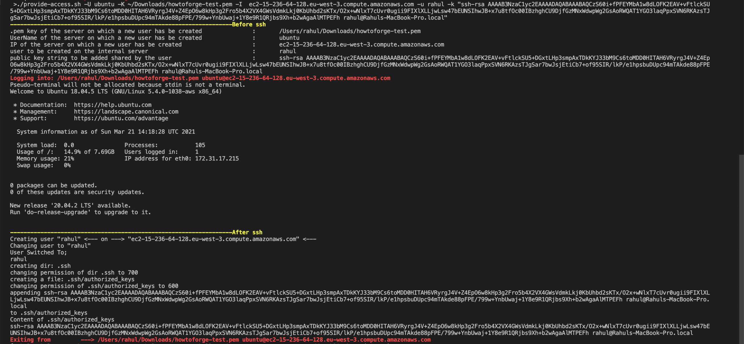 How To Create A User On Linux Ec2 Instance On Aws And Add A Public Key To It Using A Shell Script