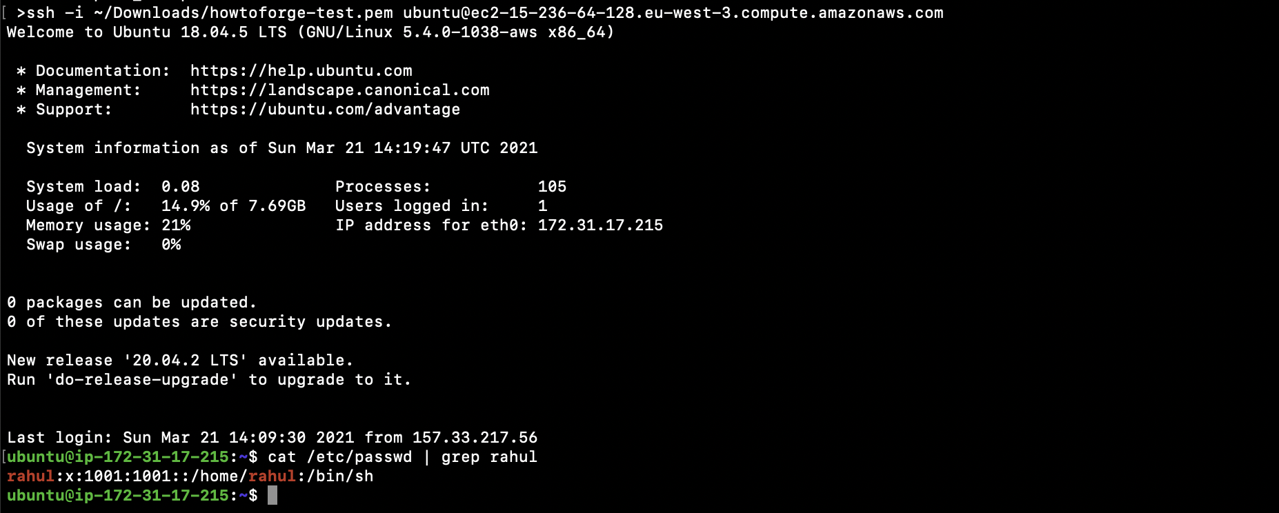 How To Create A User On Linux Ec2 Instance On Aws And Add A Public Key