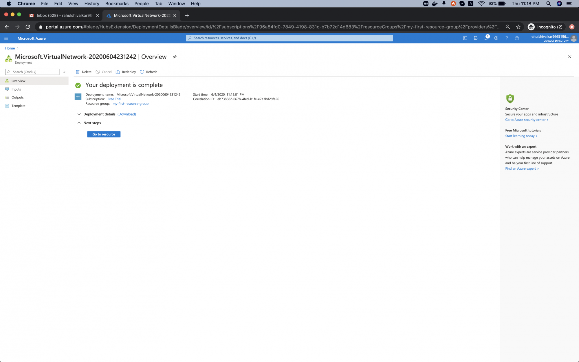 How to create a Virtual Network in Azure Cloud