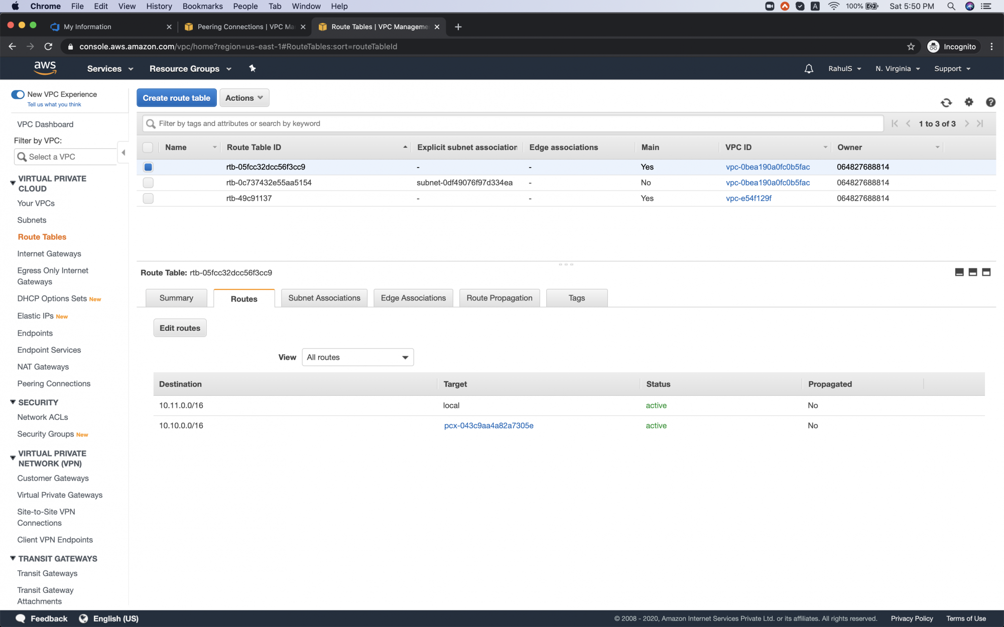 How to create a VPC Peering between 2 VPCs on AWS