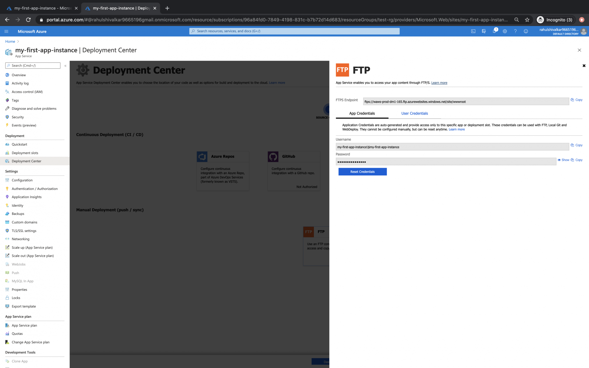 How to create an App Service on Azure Cloud