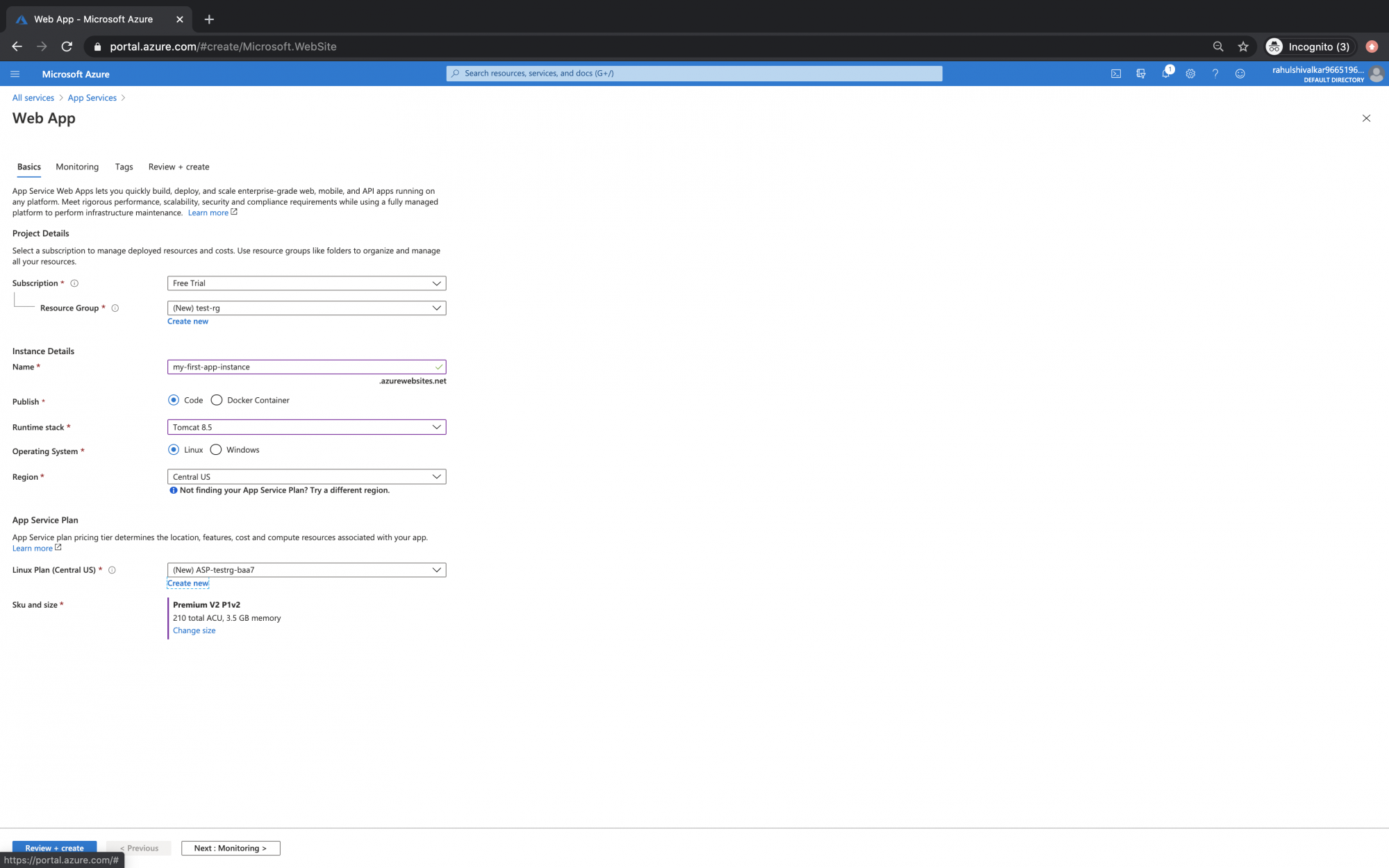 How to create an App Service on Azure Cloud