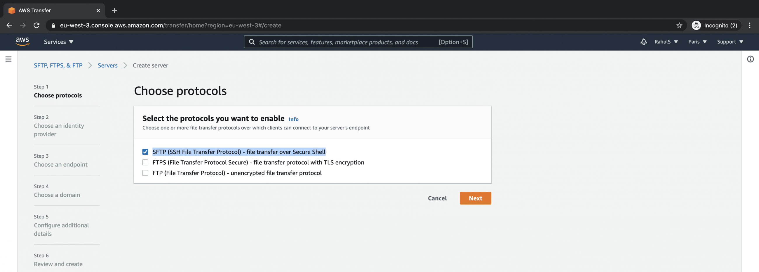 How to create an SFTP-enabled Server on AWS