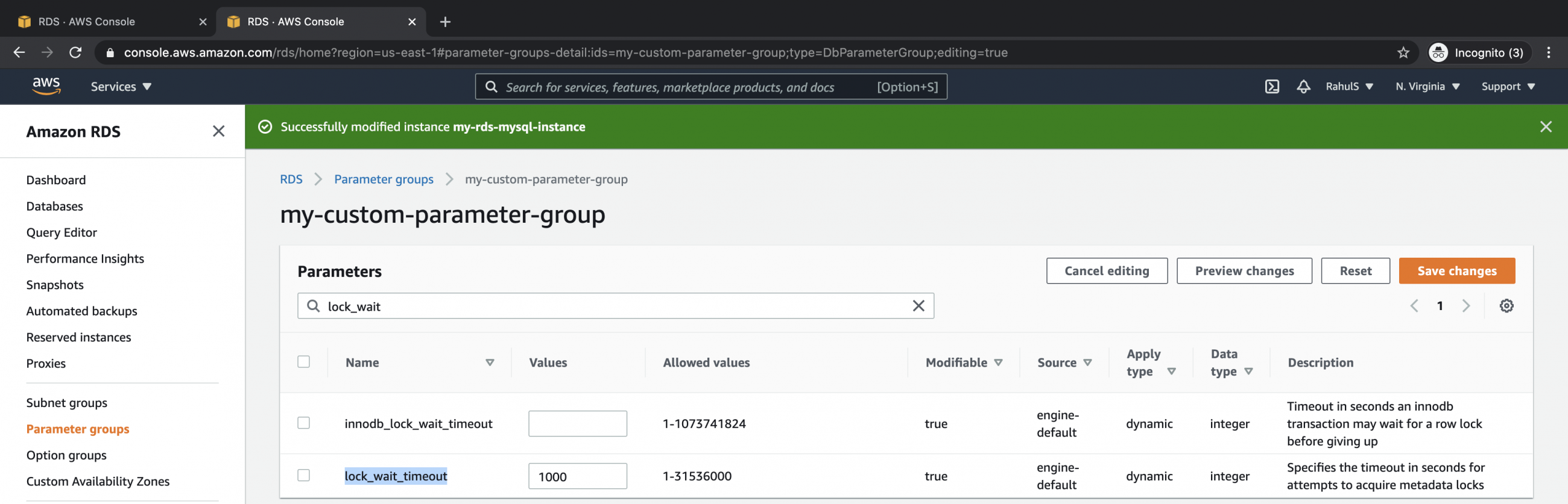 How To Create And Modify A Parameter Group For An Rds Instance On Aws