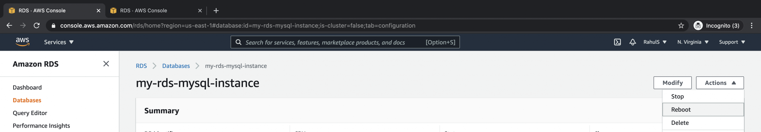 How to create and modify a Parameter Group for an RDS instance on AWS
