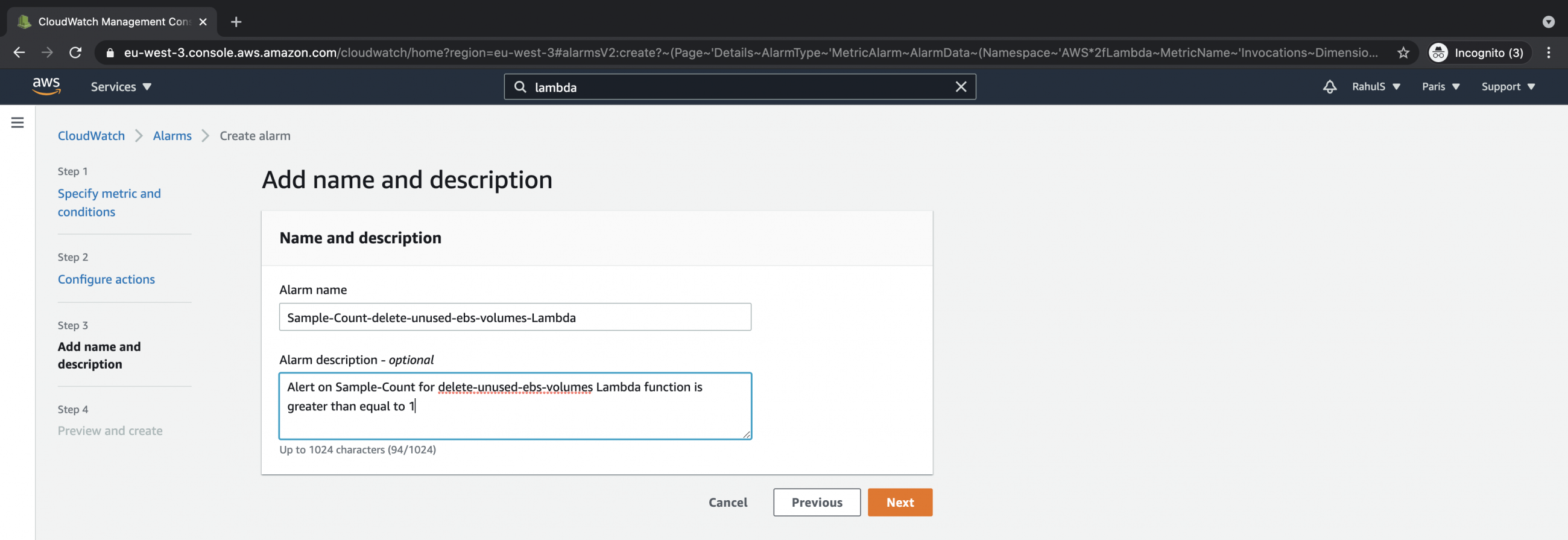 How To Create Cloudwatch Alarms For A Lambda Function On Aws