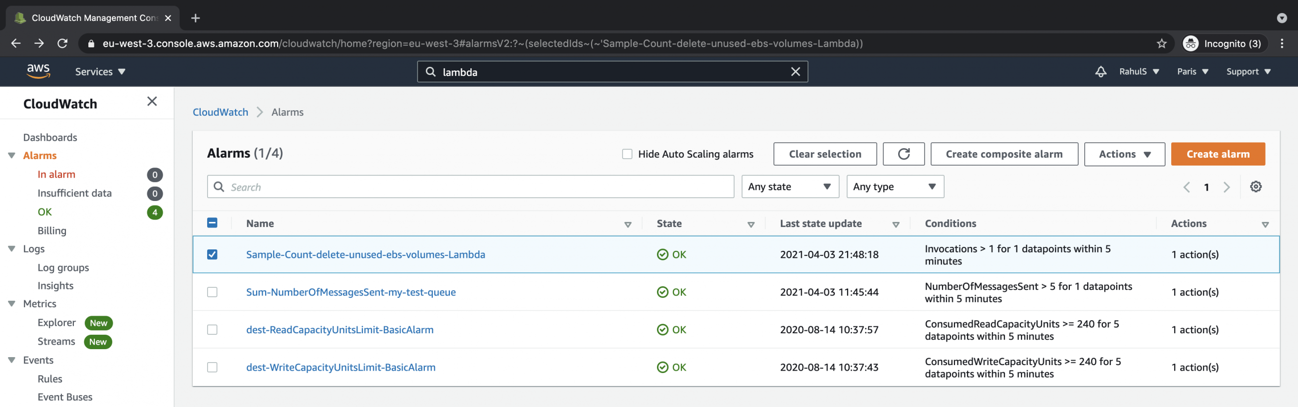 How To Create Cloudwatch Alarms For A Lambda Function On Aws