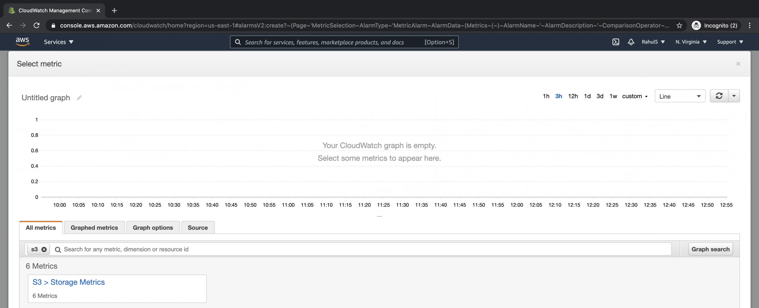 How to create Cloudwatch alarms for an S3 Bucket on AWS