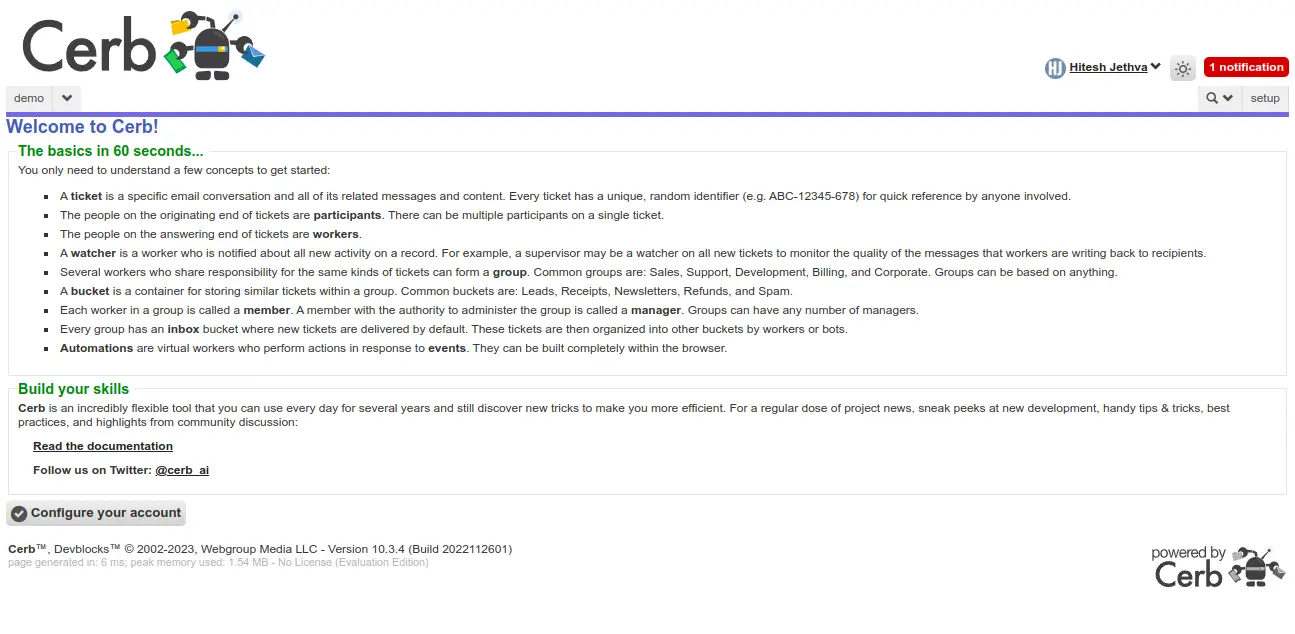 How to Install Cerb Collaboration and Email Automation on Ubuntu 22.04