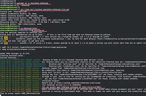 How to Install Collaborative Real-time Editor Etherpad on Ubuntu 18.04
