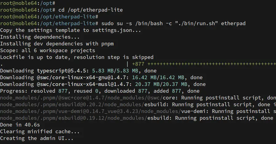 How to Install Etherpad Collaboration Editor on Ubuntu 24.04 Server