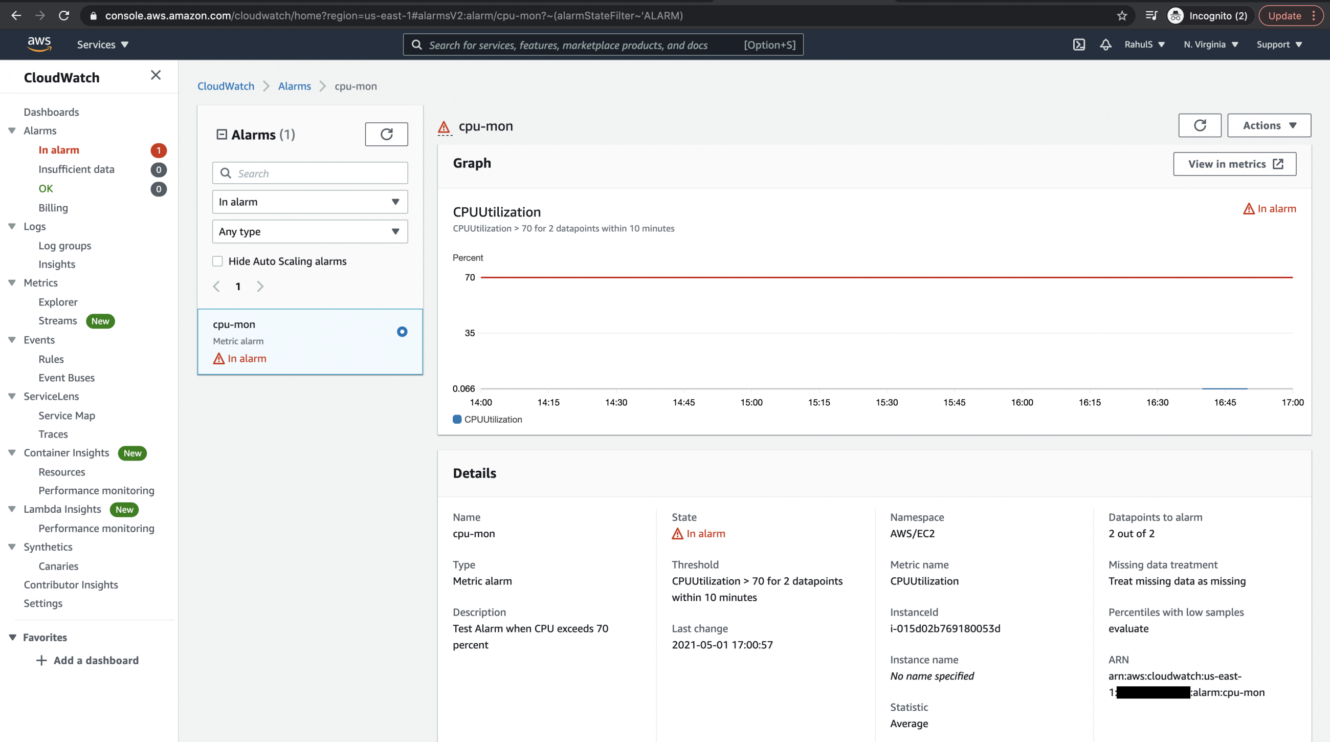 How to manage AWS Cloudwatch using aws-cli