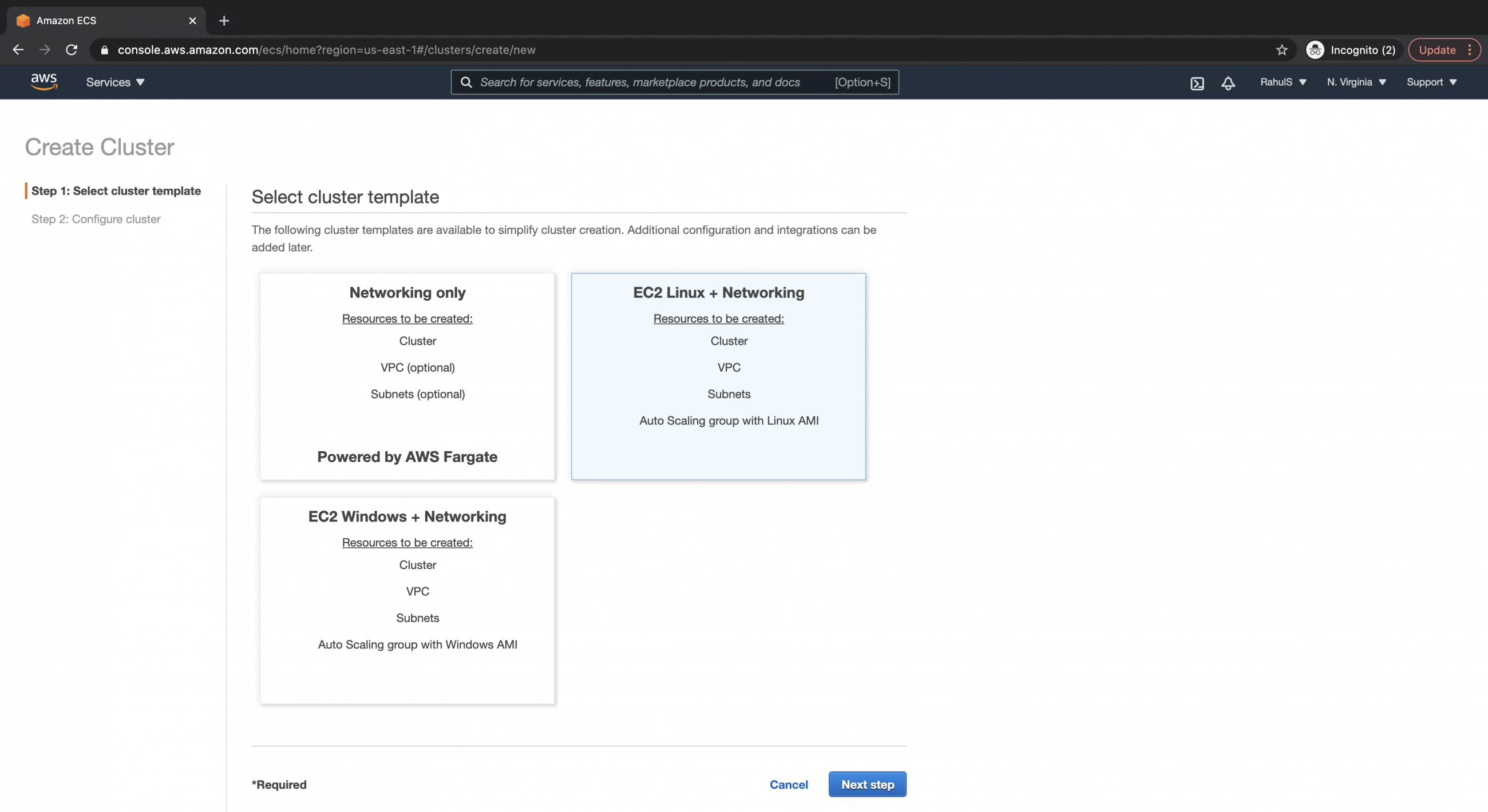 How to setup Elastic Container Service (ECS) on AWS