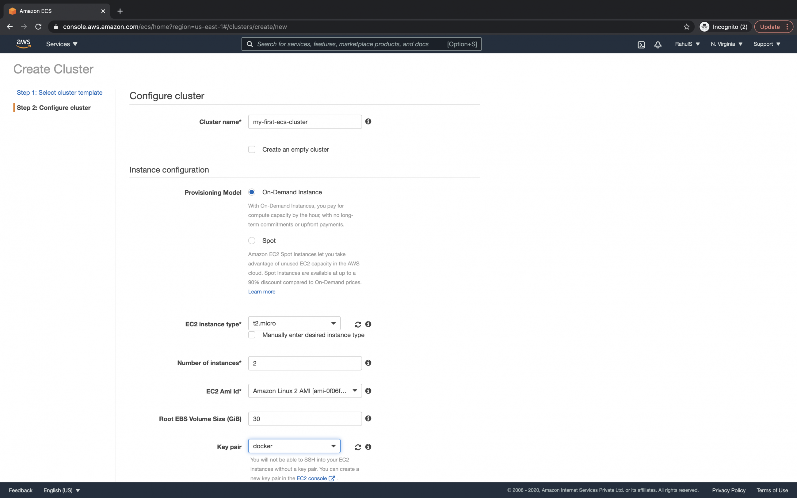 How to setup Elastic Container Service (ECS) on AWS