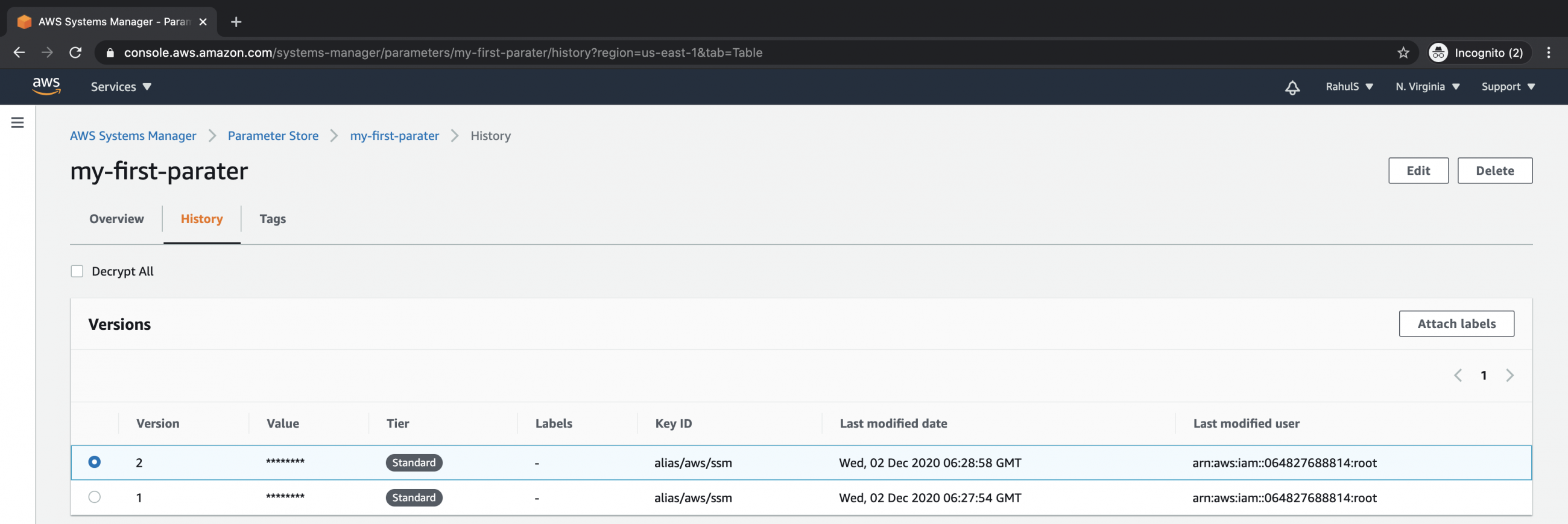How to store credentials on AWS using Parameter Store