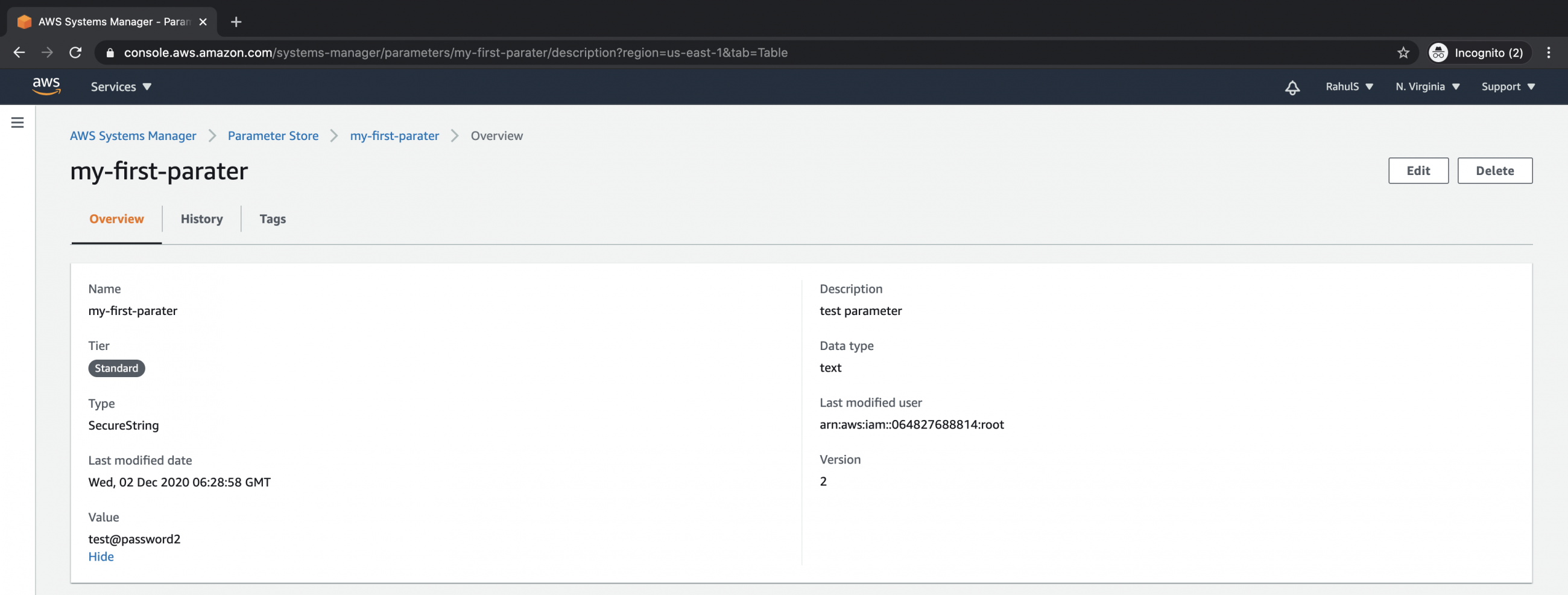 How to store credentials on AWS using Parameter Store